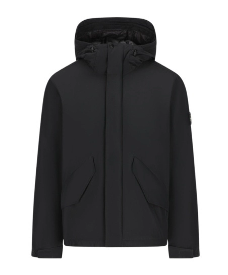 Stone Island Padded Short Hooded Jacket - Black