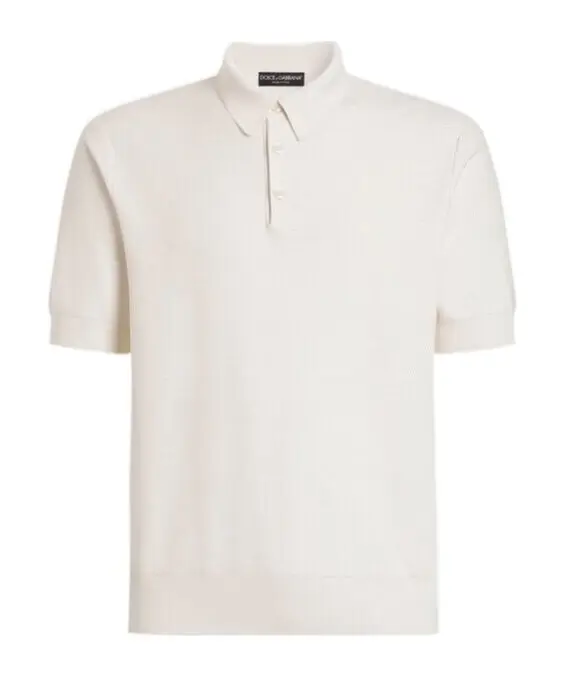Dolce & Gabbana Polo Shirt In Fine-gauge Silk - White
