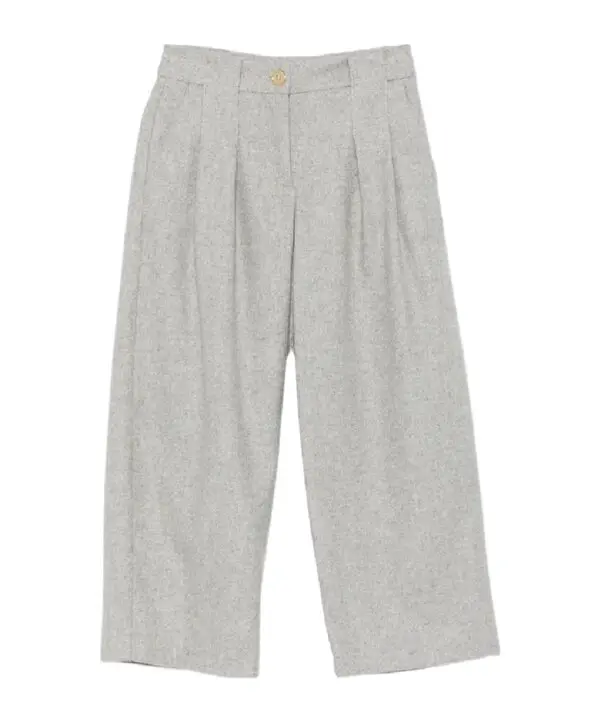 Balmain Pleated Logo-plaque Wool Trousers - Grey