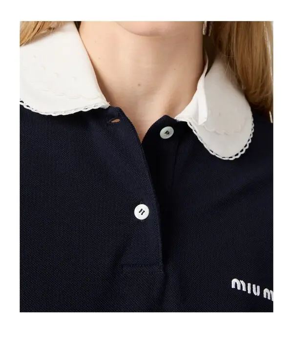 Miu Miu Short-sleeve Piqué Polo Shirt