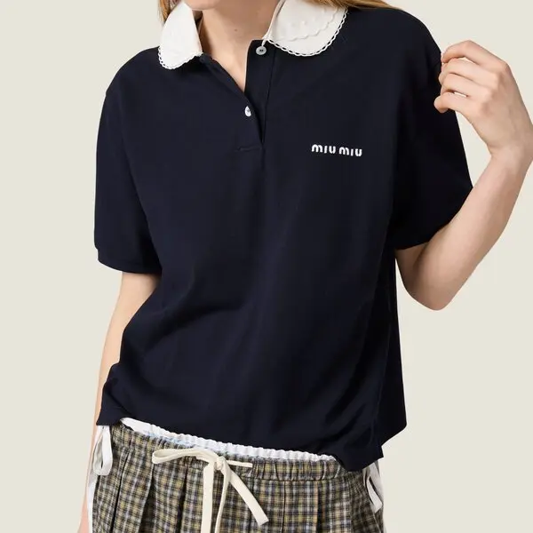 Miu Miu Short-sleeve Piqué Polo Shirt