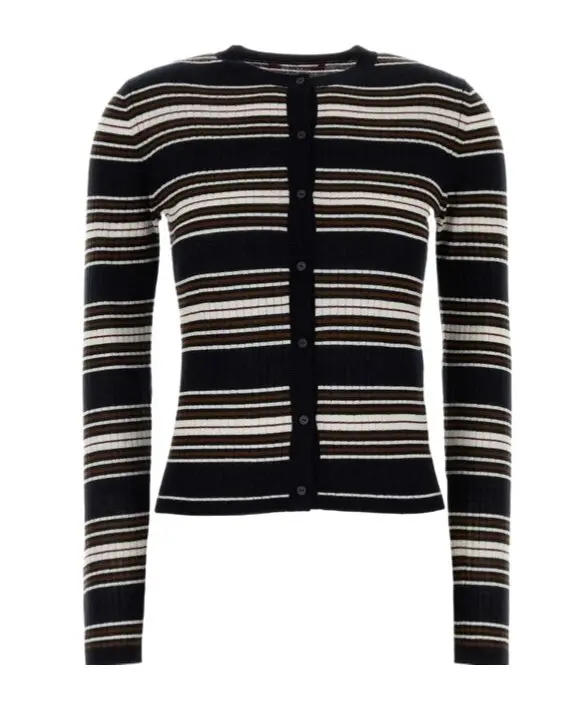 Max Mara Striped Cardigan - Black