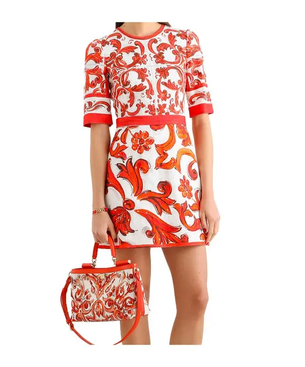 Dolce & Gabbana Majolica Print Short Sleeve Dress