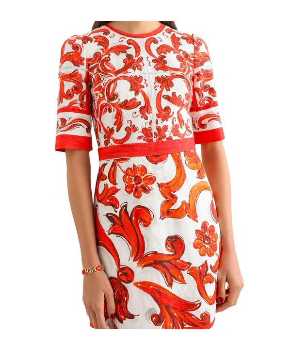 Dolce & Gabbana Majolica Print Short Sleeve Dress
