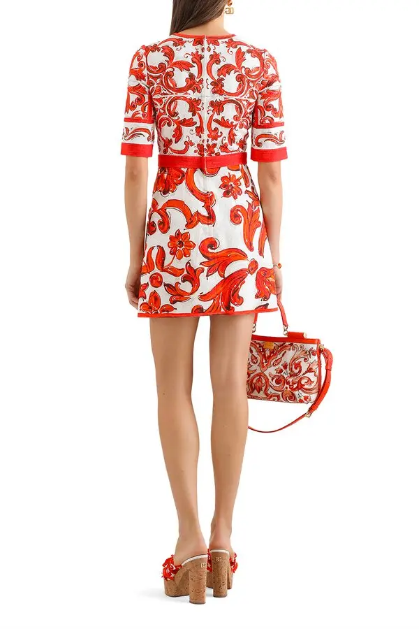 Dolce & Gabbana Majolica Print Short Sleeve Dress