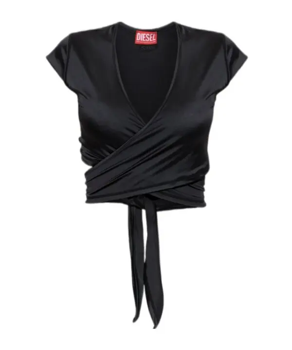 DIESEL® T-reno Wrap-style Cropped Top - Black