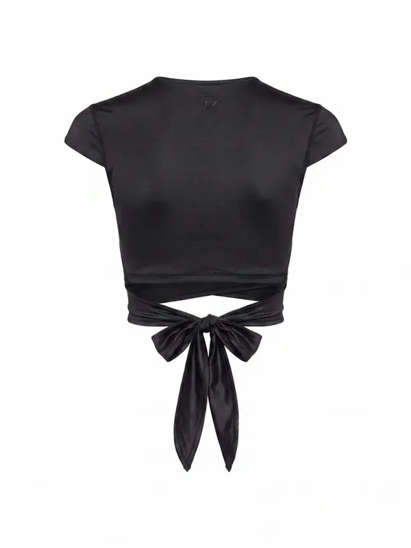 DIESEL® T-reno Wrap-style Cropped Top - Black