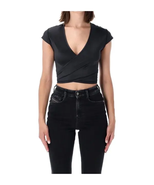 DIESEL® T-reno Wrap-style Cropped Top - Black