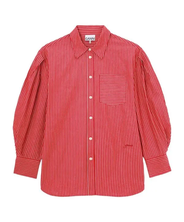 GANNI Shirt In Striped Cotton