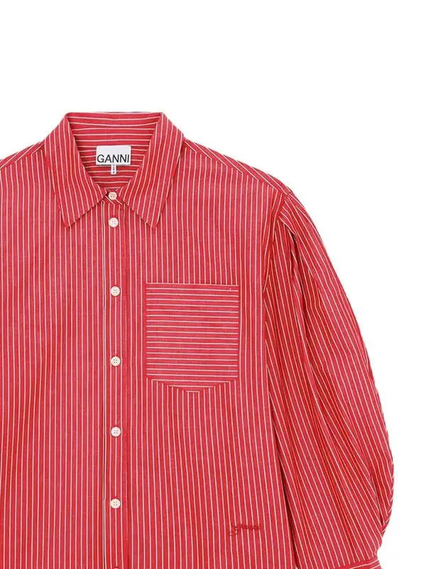 GANNI Shirt In Striped Cotton