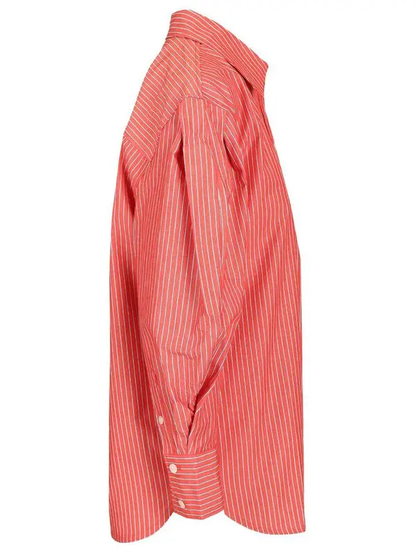 GANNI Striped Balloon-sleeve Shirt - Red