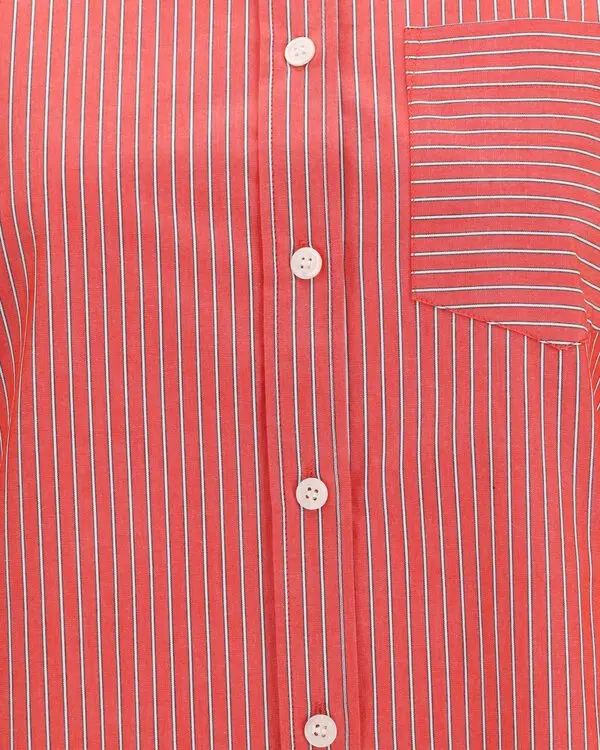 GANNI Striped Balloon-sleeve Shirt - Red