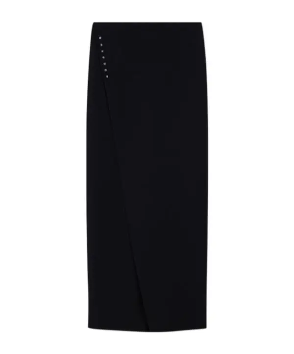 Emporio Armani Unlined Wrap Skirt With Metallic Buttons - Black