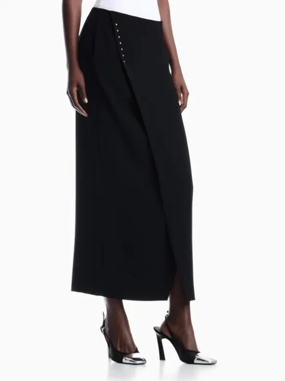 Emporio Armani Unlined Wrap Skirt With Metallic Buttons