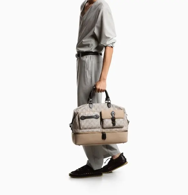 Emporio Armani Holdall With Monogram Front Pockets And Bottom Compartment