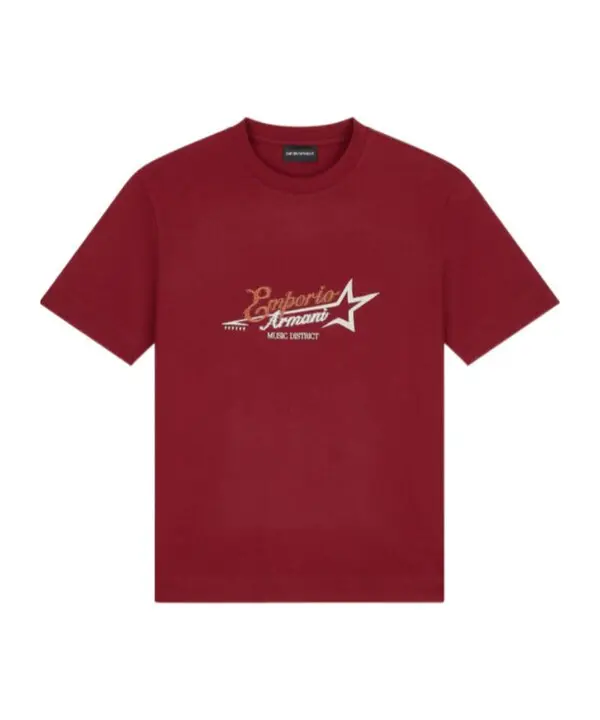 Emporio Armani Heavy Jersey T-shirt With Embroidered Logo - Red