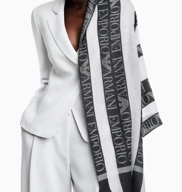 Emporio Armani Logo Stripe Scarf