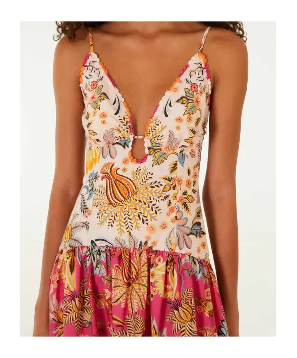 Farm Rio Ligia Floral Mix Maxi Dress