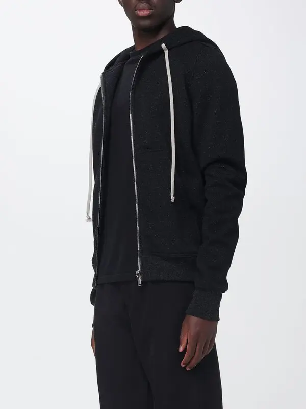 Rick Owens Long-sleeved Zippered Hooded Sweatshirt