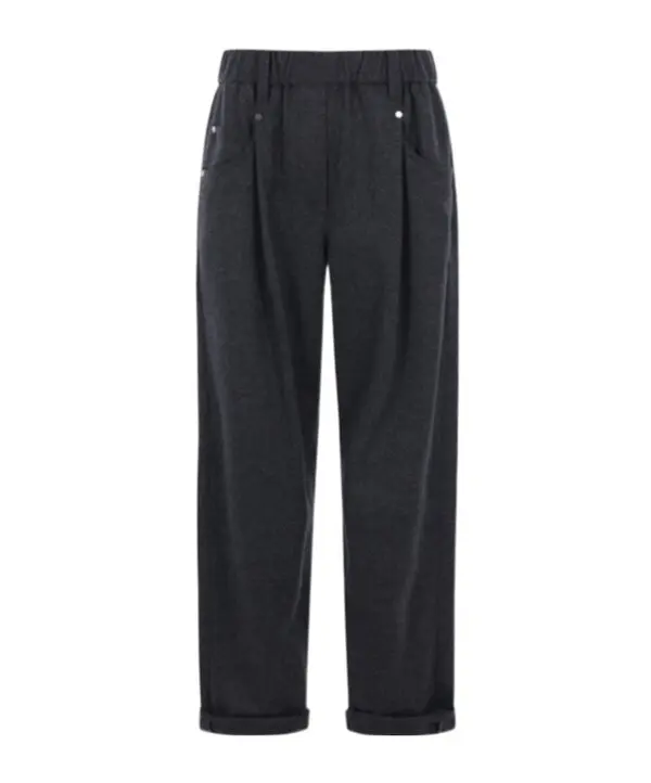 Brunello Cucinelli Straight-leg Trousers With Elastic Waistband - Grey