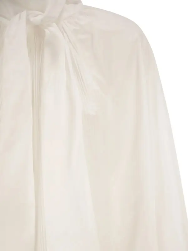 Max Mara Mxevalle Pleated High-neck Blouse With Gemstone Buttons