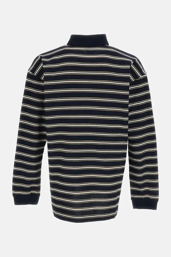 Bottega Veneta Striped Oversized Polo Shirt - Black