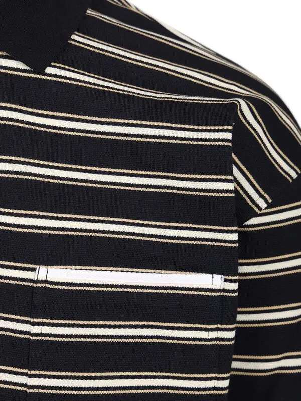Bottega Veneta Striped Oversized Polo Shirt - Black