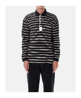 Bottega Veneta Striped Oversized Polo Shirt - Black