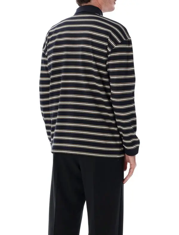 Bottega Veneta Striped Oversized Polo Shirt - Black