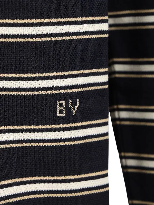 Bottega Veneta Striped Oversized Polo Shirt - Black