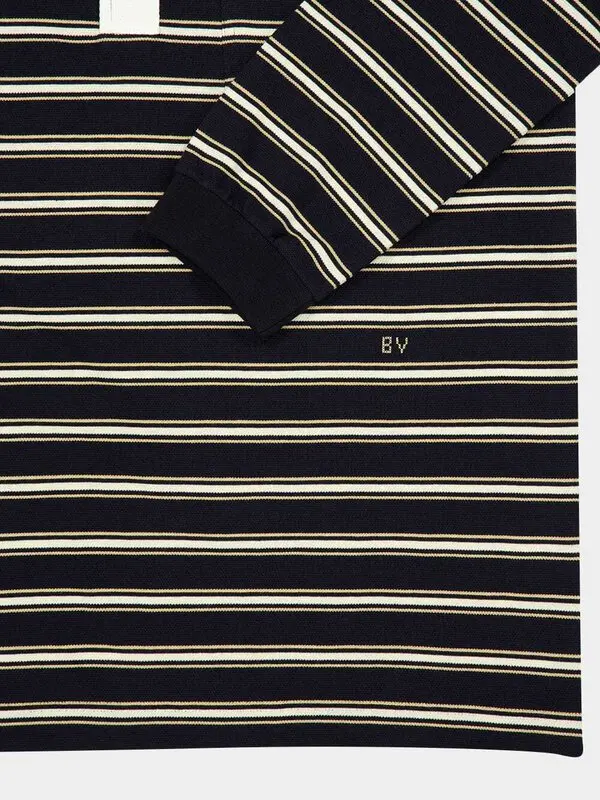 Bottega Veneta Striped Oversized Polo Shirt - Black