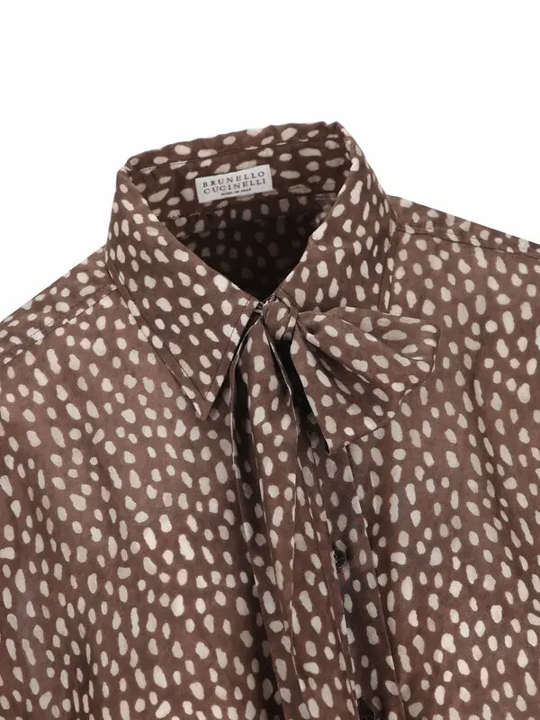 Brunello Cucinelli Polka Dot Printed Long Sleeve Shirt