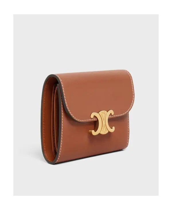 Celine Small Flap Wallet Triomphe In Shiny Smooth Lambskin