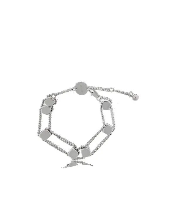 LEMAIRE Double Chain Bracelet With Square Elements - Silver