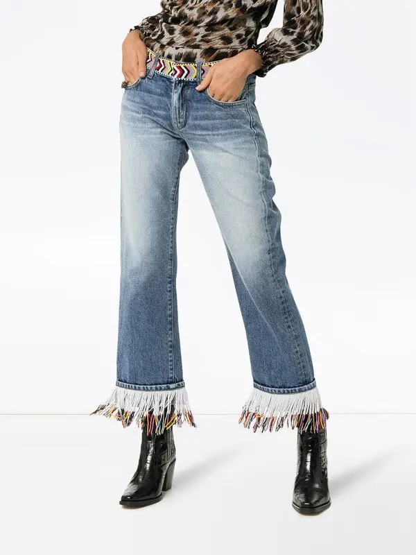 Alanui Fringed Beaded Boyfriend Jeans