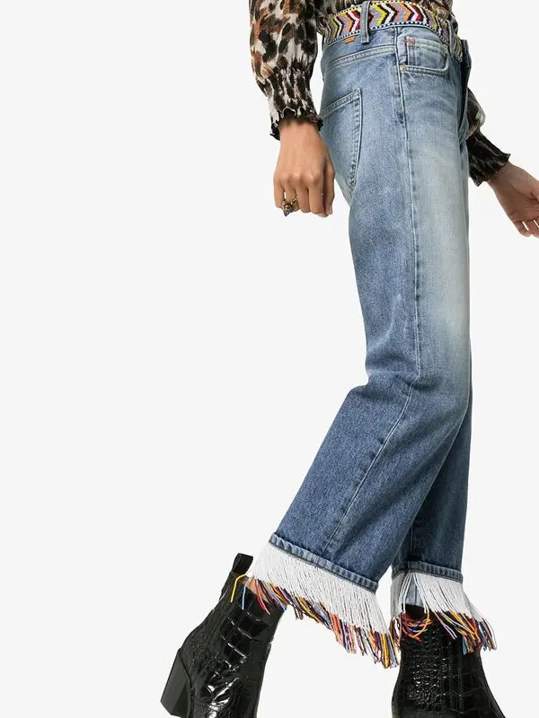 Alanui Fringed Beaded Boyfriend Jeans