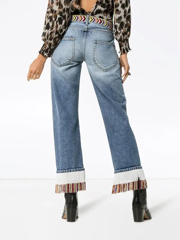 Alanui Fringed Beaded Boyfriend Jeans
