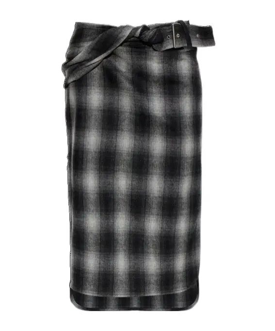 IRO PARIS Plaid Belted Midi Skirt