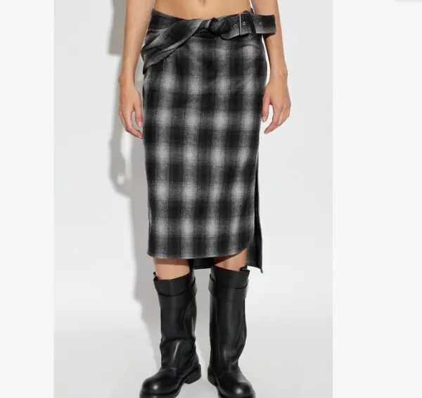 IRO PARIS Plaid Belted Midi Skirt
