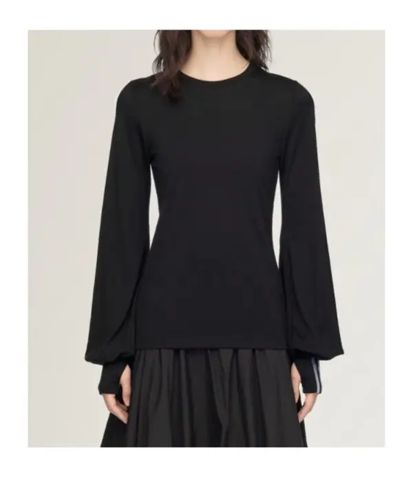 Y3 Wool Cinched Drape Long Sleeve Top