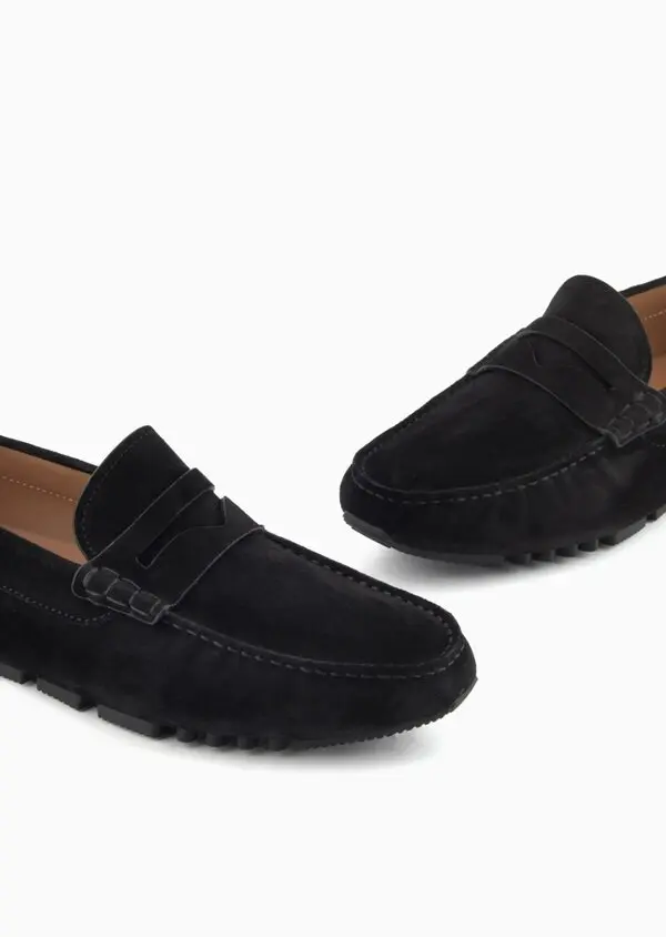 Emporio Armani Suede Penny Moccasins