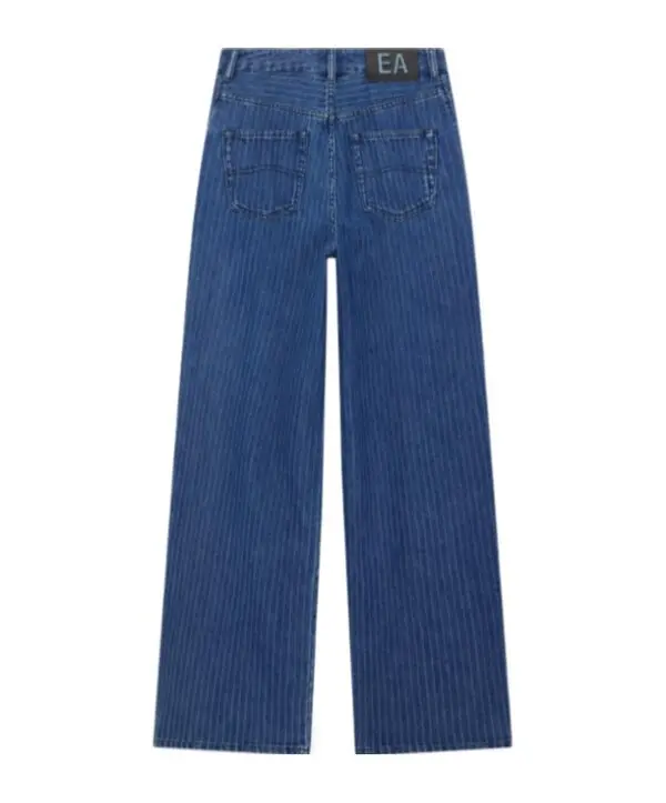 Emporio Armani Five-pocket Pinstriped Denim Pants With Side Bows