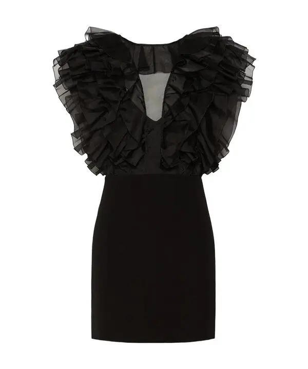 Max Mara Short Silk And Cady Dress - Black