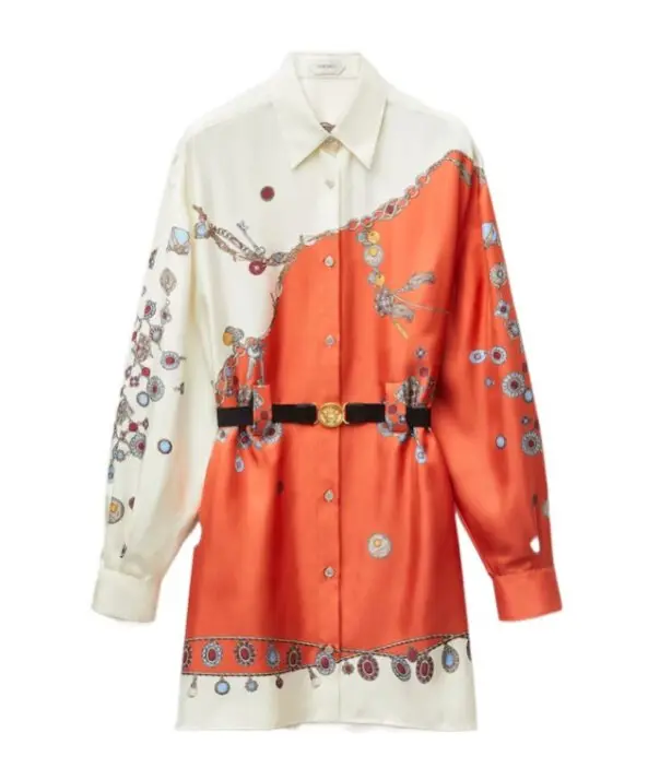 Versace Printed Silk Twill Mini Dress - Orange