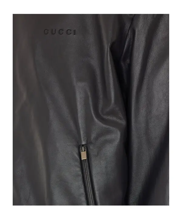 Gucci Zip-up Leather Bomber Jacket