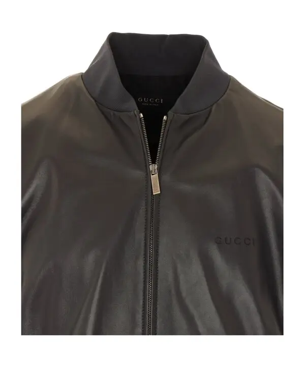 Gucci Zip-up Leather Bomber Jacket