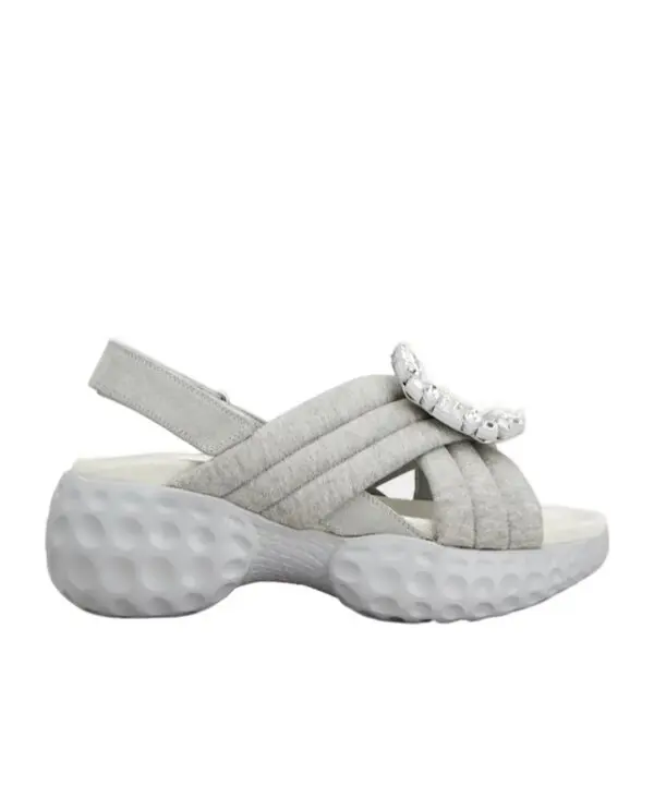 ROGER VIVIER Viv' Run Sandals In Jersey - Grey