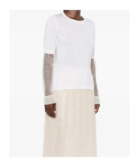 Fabiana Filippi Crew Neck Knitwear With Sheer Sleeves