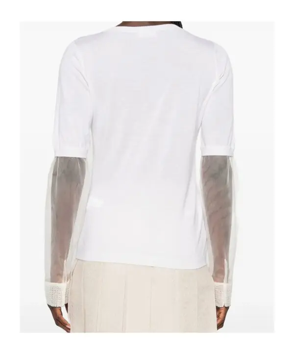 Fabiana Filippi Crew Neck Knitwear With Sheer Sleeves