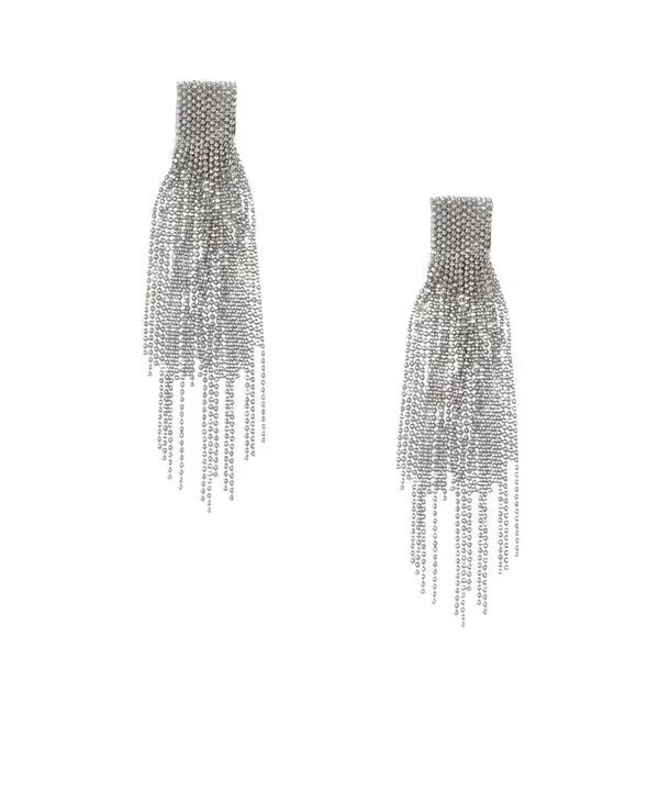 Fabiana Filippi Metal Dangle Earrings With Rhinestones - Silver